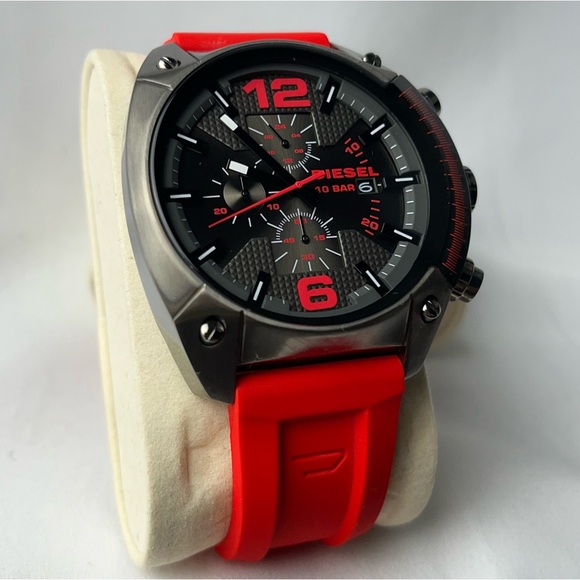 Diesel | Accessories | Diesel Mens Overflow Dz448 Watch Red | Poshmark